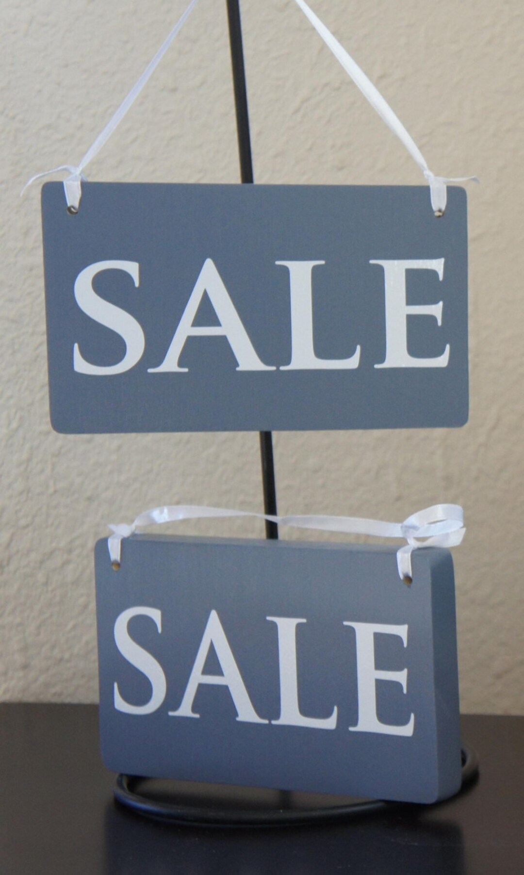 Sale Signs Set of 2 Signs With Ribbon Solid Wood Business - Etsy