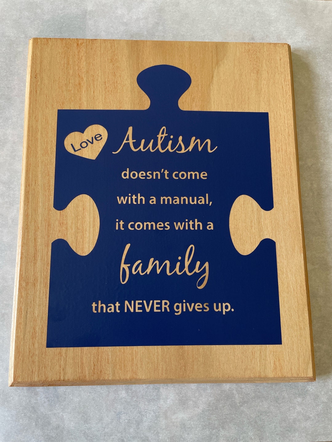 Personalized Autism Puzzle Piece Wood Wooden Sign Plaque - Custom ...