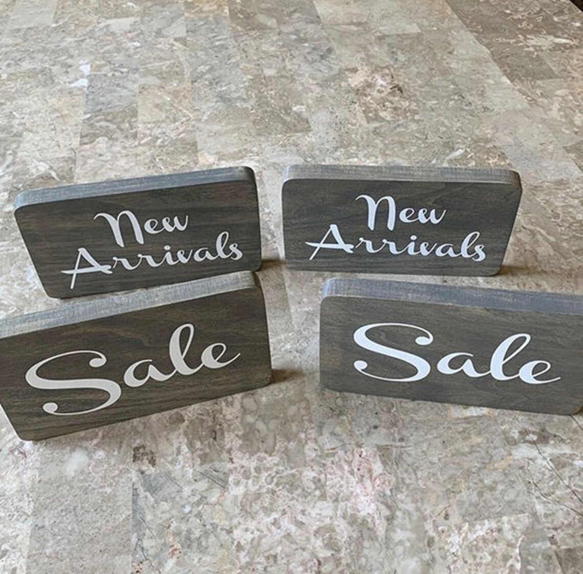 Retail Signs Stand up Signs Shelf Wooden Sitter Set of 4 - Etsy