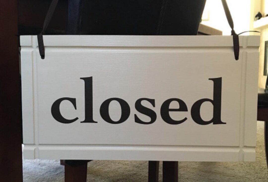 Open Closed Sign, Business Sign, 2 Sided Hanging Signage With Ribbon ...