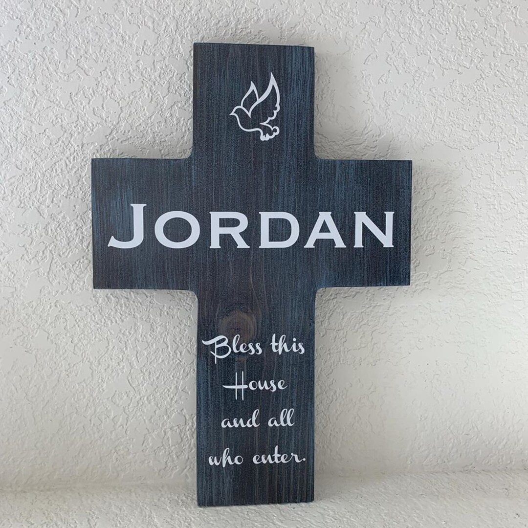 Personalized Wooden Cross With Family Blessing - Last Name Pine Wood ...