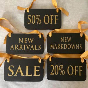 Hanging Retail Display Signs, Custom Signage With Ribbons, Personalized ...