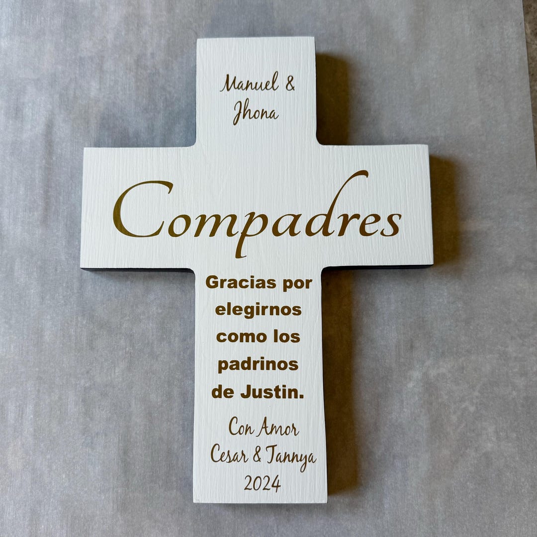 Personalized Wooden Cross: Spanish Compadres Gift for Baptism - Etsy