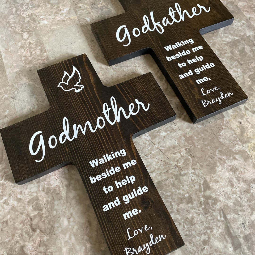 Personalized Godparent Wood Cross Set: Baptism Christening Gift Size 9 ...