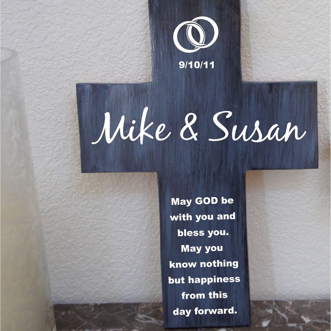 Personalized Wedding Cross, Wood Cross Gift, 16"x11", Personalized ...