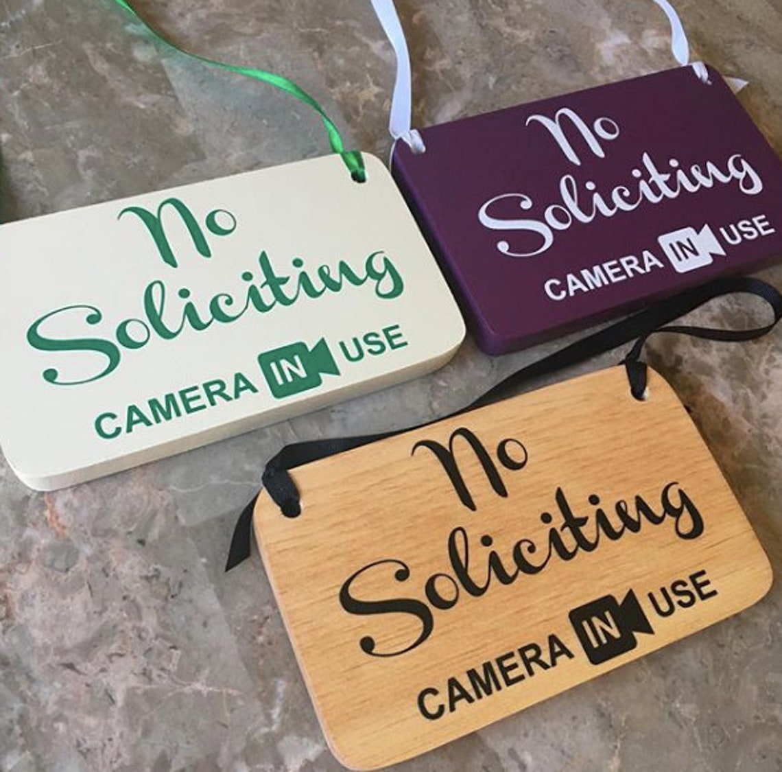 No Soliciting Camera in Use Sign Security Camera Sign Door - Etsy