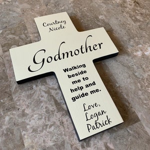 Personalized Crosses for Godparents | Wood Wall Cross for Godmother ...