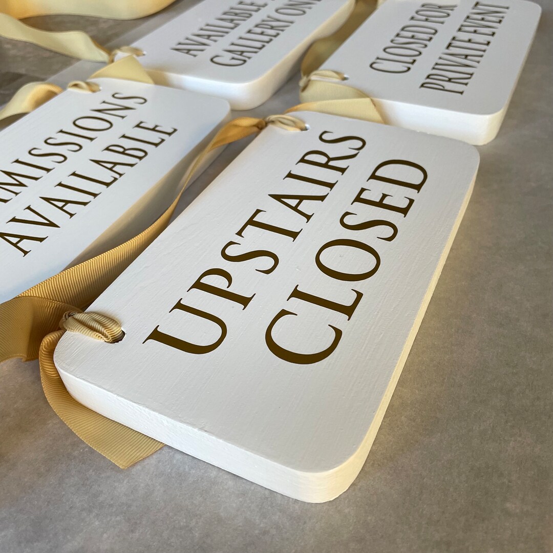 Custom Wood Hanging Signs With Ribbons, Personalized Storefront ...