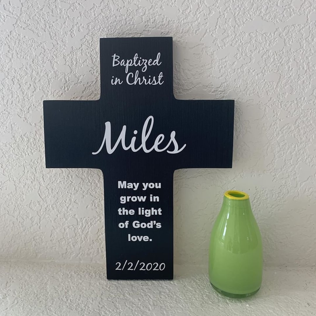 Personalized Baptism Cross Gift - Baptized in Christ Unique Rustic ...