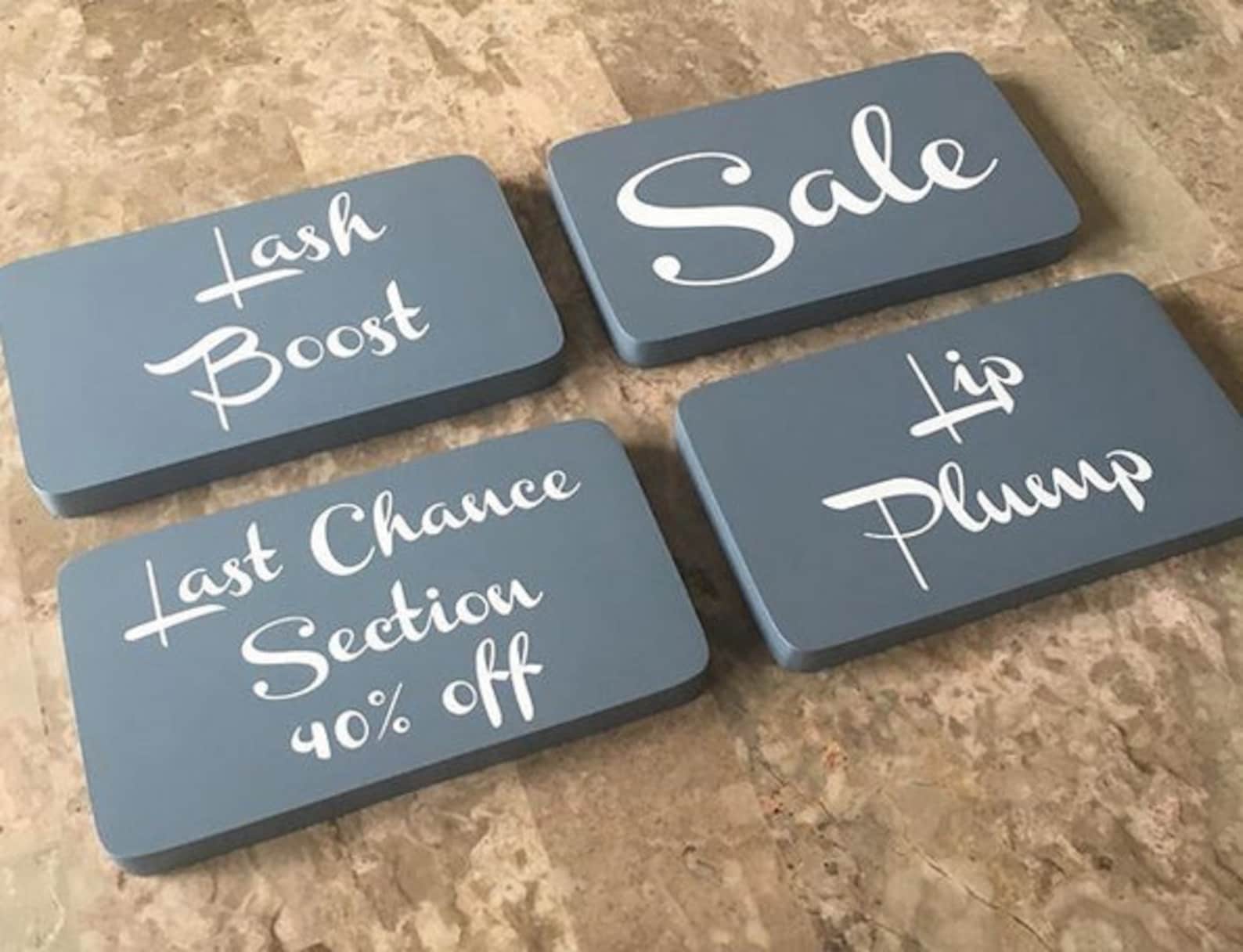 Retail Signs Stand up Signs Shelf Wooden Sitter Set of 4 - Etsy