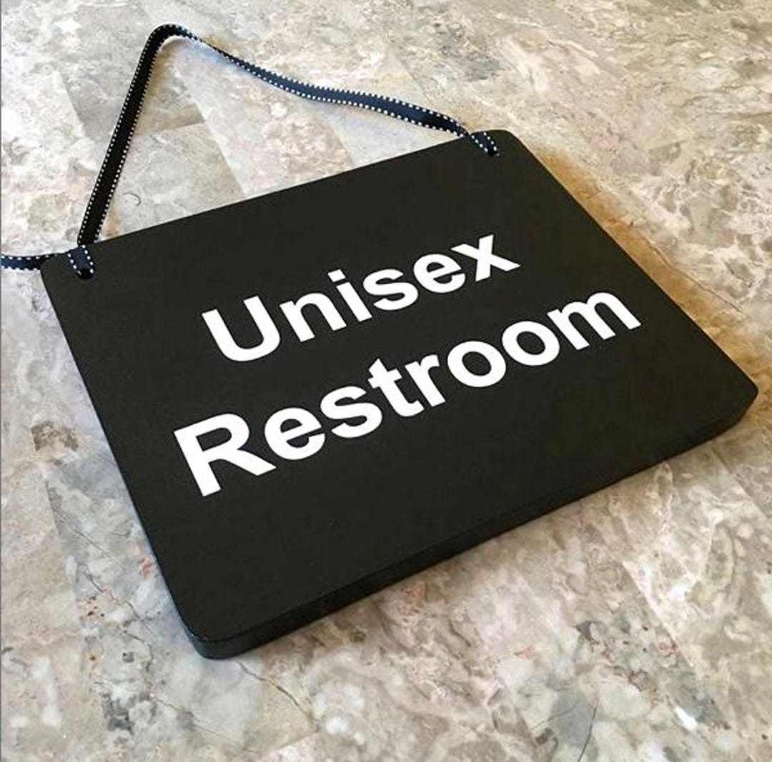 Restroom and Custom Sign, Hanging Wood Signage With Ribbon. Restaurant ...