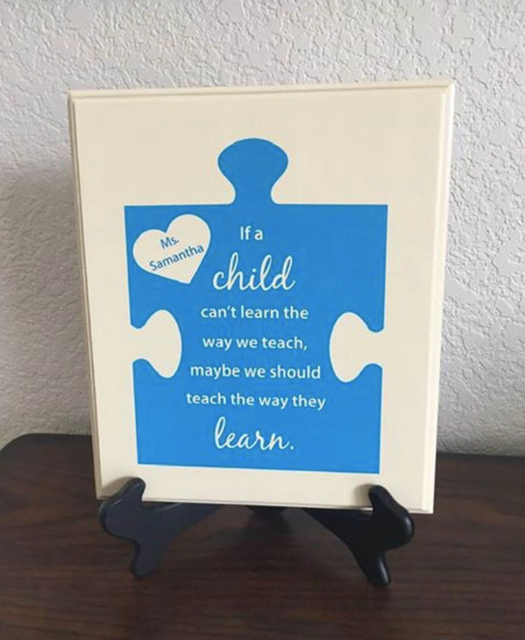 Autism Puzzle Piece Wood Sign Personalized Gift for Teacher - Etsy
