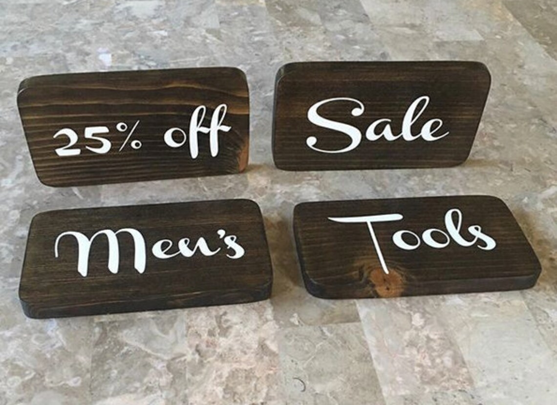 Retail Signs Stand up Signs Shelf Wooden Sitter Set of 4 - Etsy