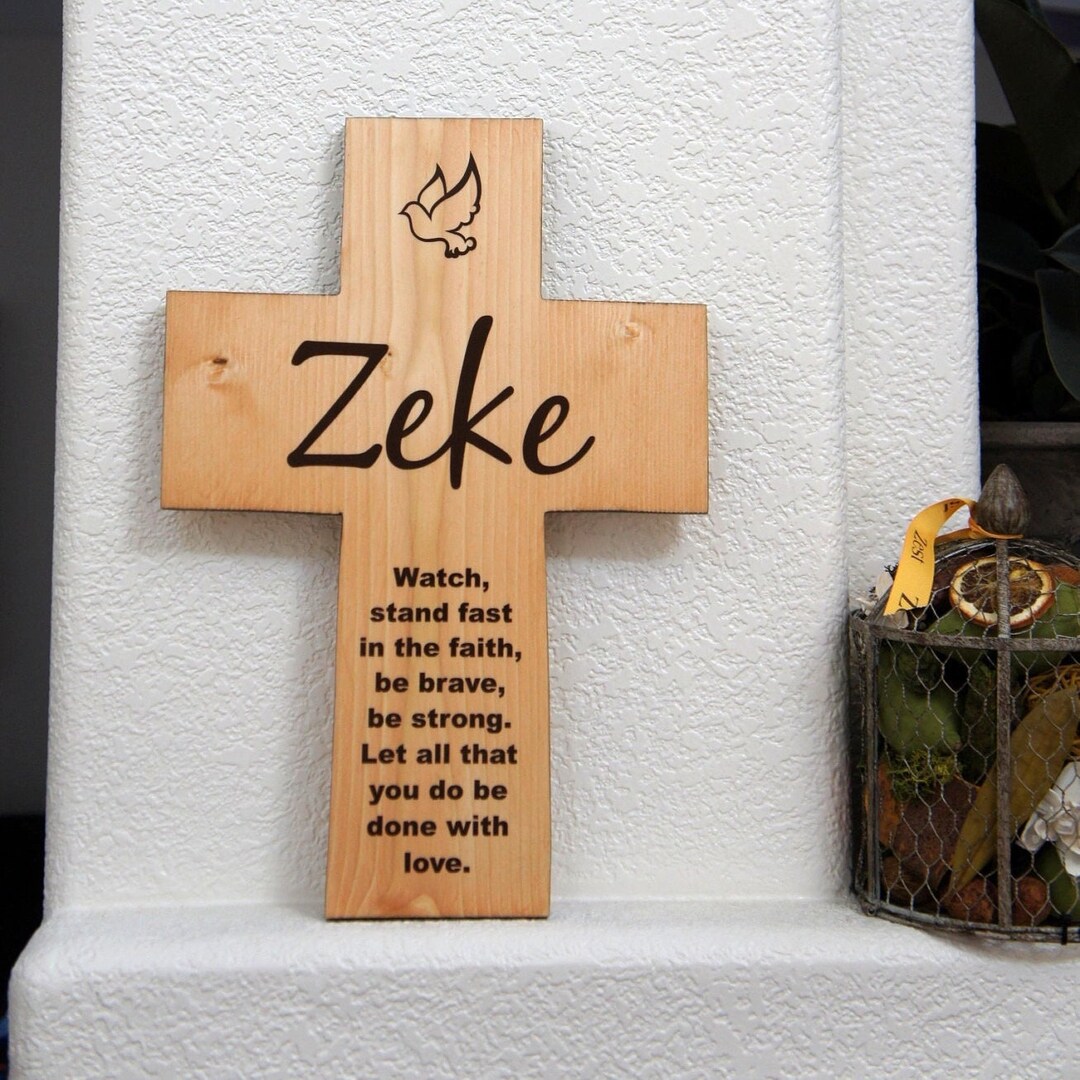 Spiritual Personalized Large Size Cross Shown in Natural Stain - Etsy