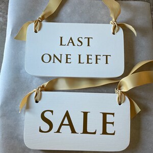Sale Signs, Set of 2 Signs With Ribbon, Solid Wood, Business Retail ...