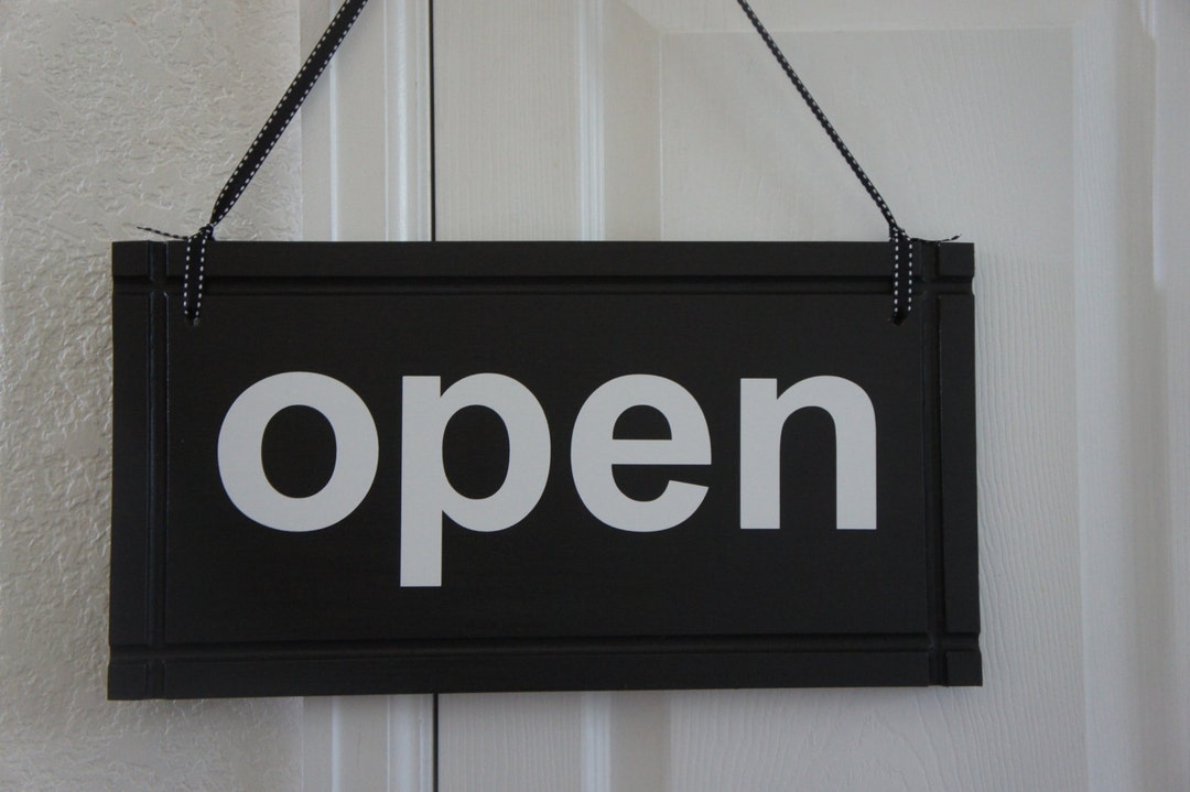 Business Sign, Open Closed Sign, Large 2 Sided Wood Hanging Business ...