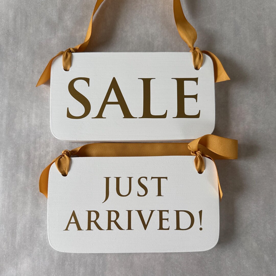Sale Signs, Set of 2 Signs With Ribbon, Solid Wood, Business Retail ...