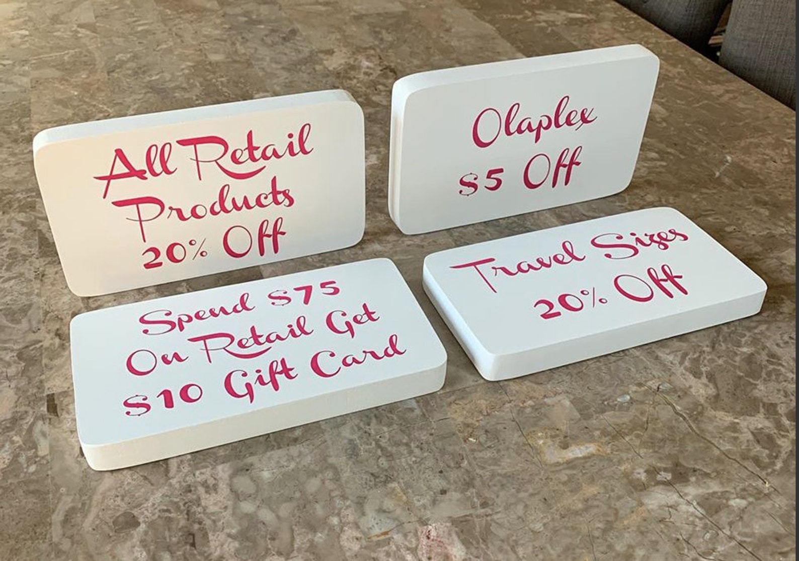 Retail Signs Stand up Signs Shelf Wooden Sitter Set of 4 - Etsy