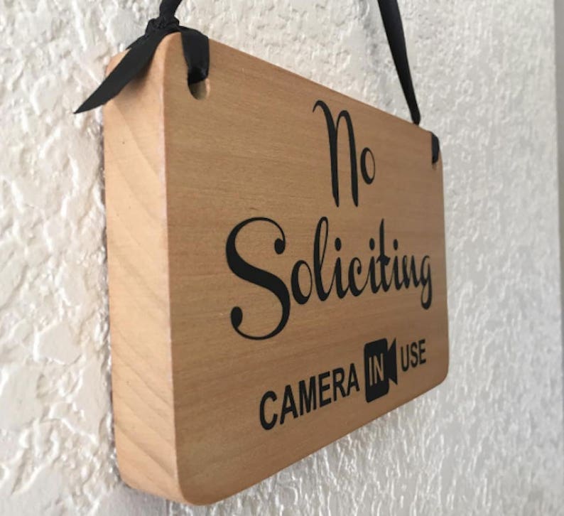 No Soliciting Camera in Use Sign Security Camera Sign Door - Etsy