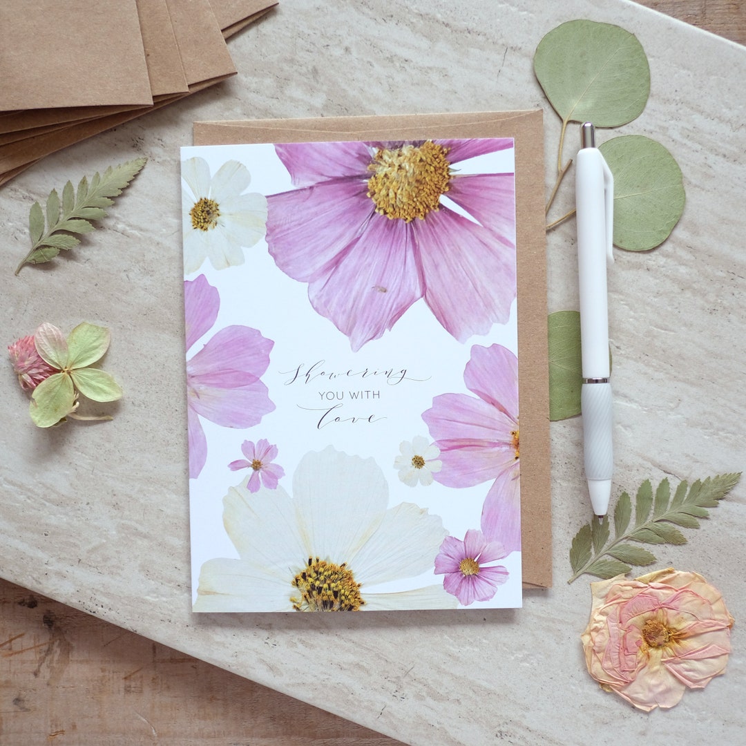 Showering You With Love, Shower Greeting Card, Digitally Printed ...