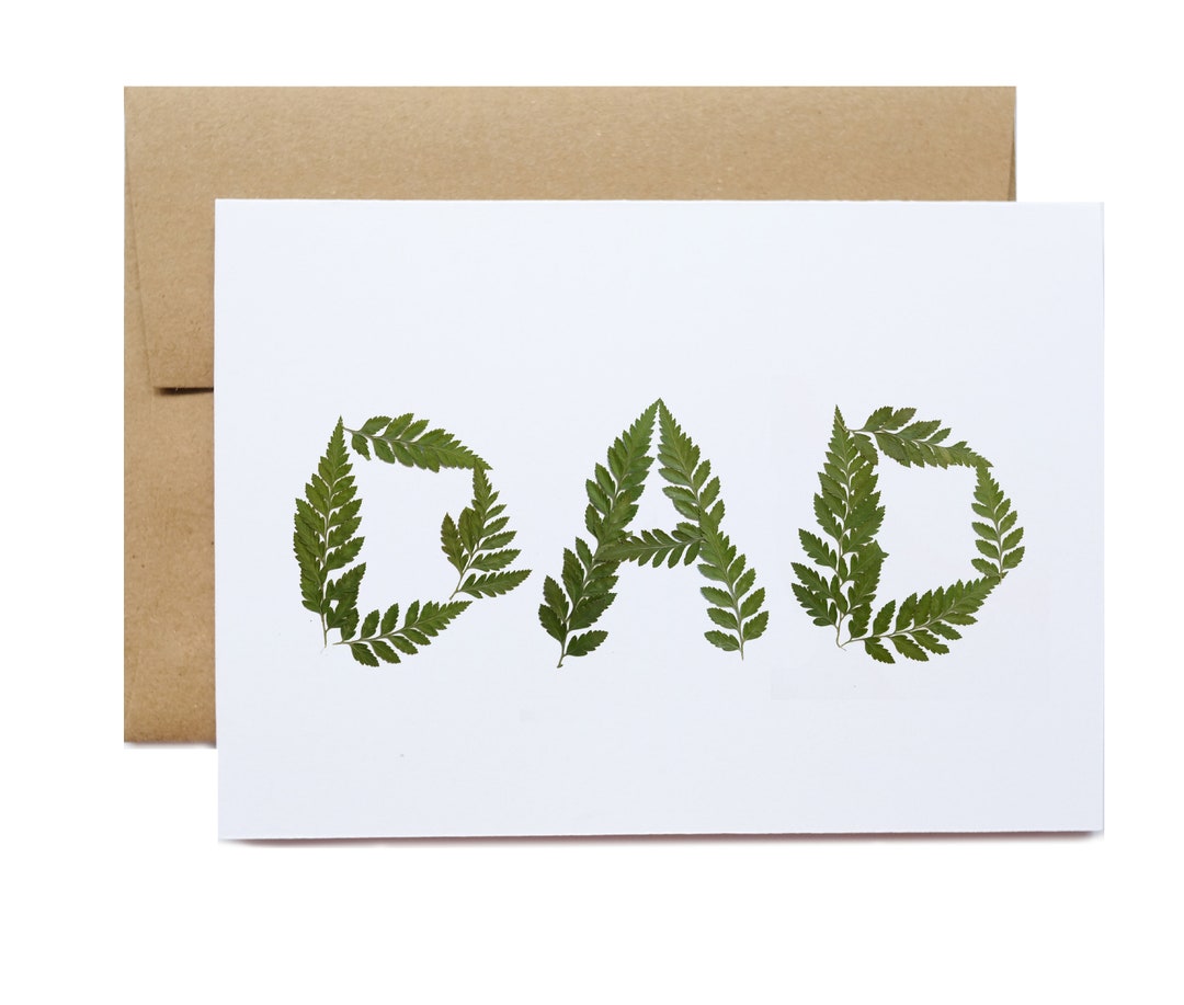 Father's Day DAD Pressed Fern Leaf Card Digitally - Etsy