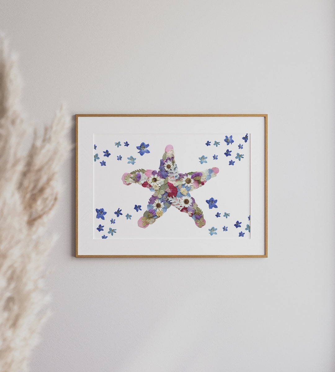 Starfish Artwork Made With Pressed Flowers, 8x10 Digital Reproduction ...