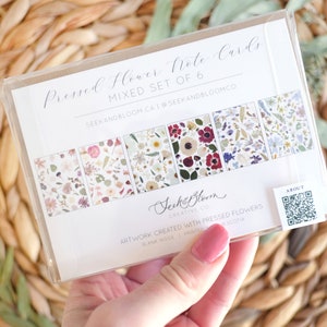 Pressed Flower Collage Note Card Set, Mix Pack of 6, Small Everyday ...
