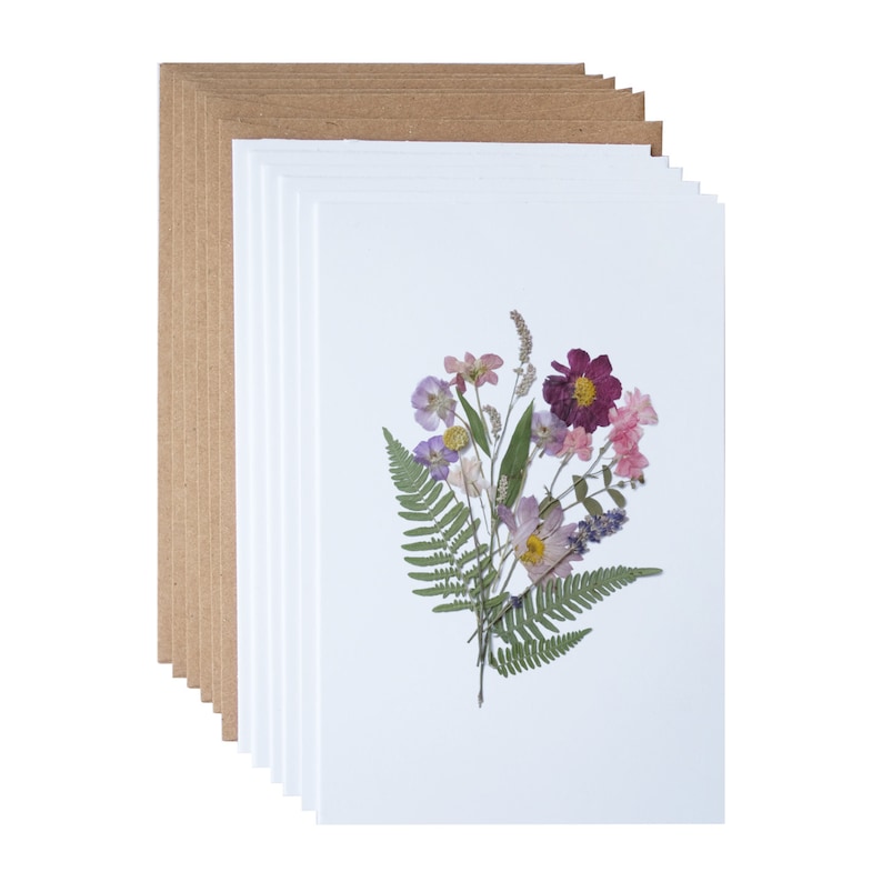 Natural Flower Bouquet Pressed Flower Note Cards Set of 6 - Etsy