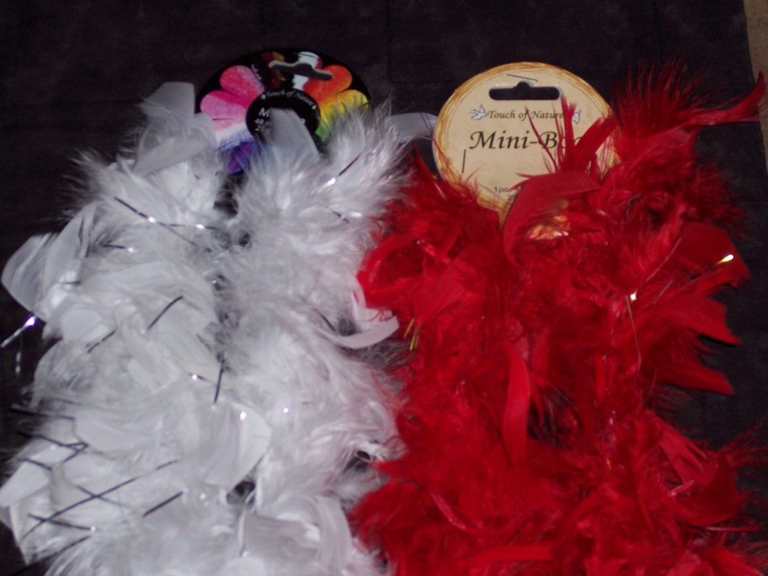 Feather Mini Boa,4 Ft,25gm,red,white,crafts,costume Trim,holiday,sewing ...