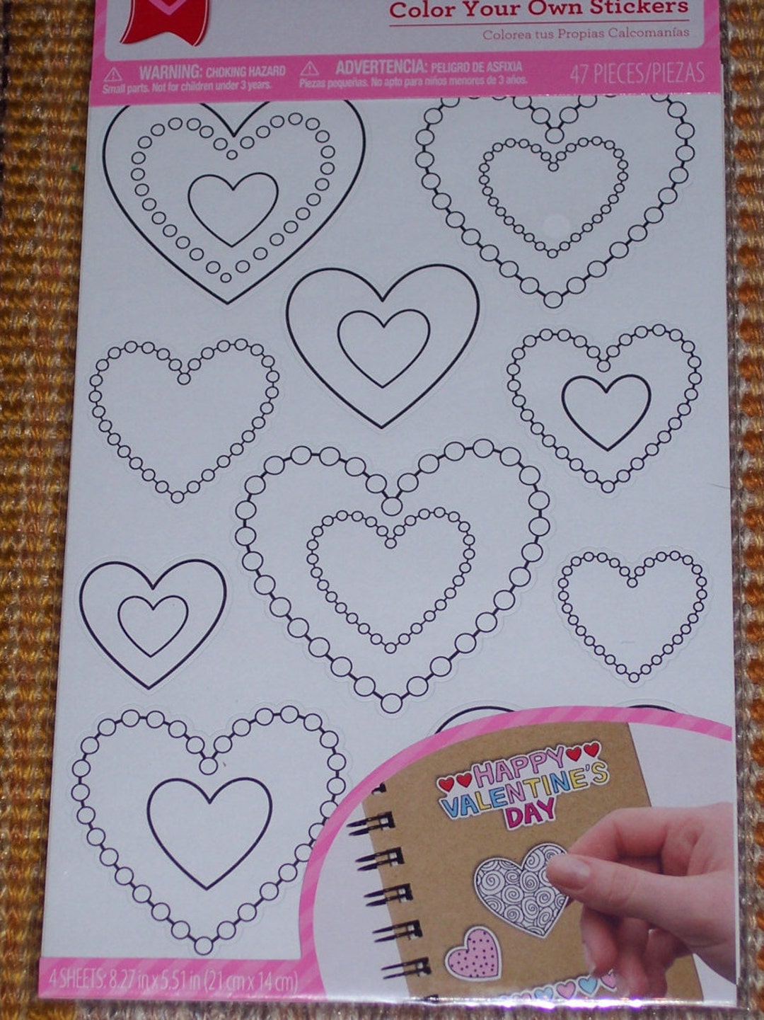 Color Your Own Heart Stickers,4 Sheets,47 Stickers, Ass't Hearts ...