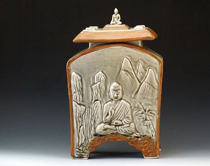 Buddha Cremation Urn, Bamboo Frog Dragonfly Adult Urn - Etsy