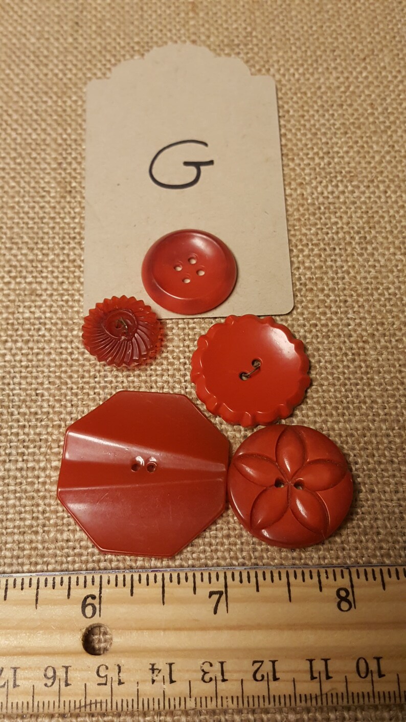 Red Vintage Plastic Button Assortment Including Bakelite | Etsy