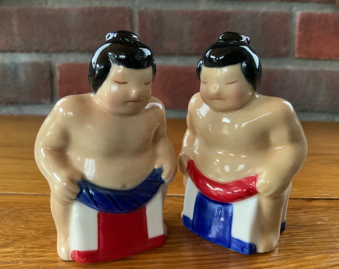 Sumo Wrestler Salt and Pepper Shakers Hand Painted Sumo Wrestler Salt ...