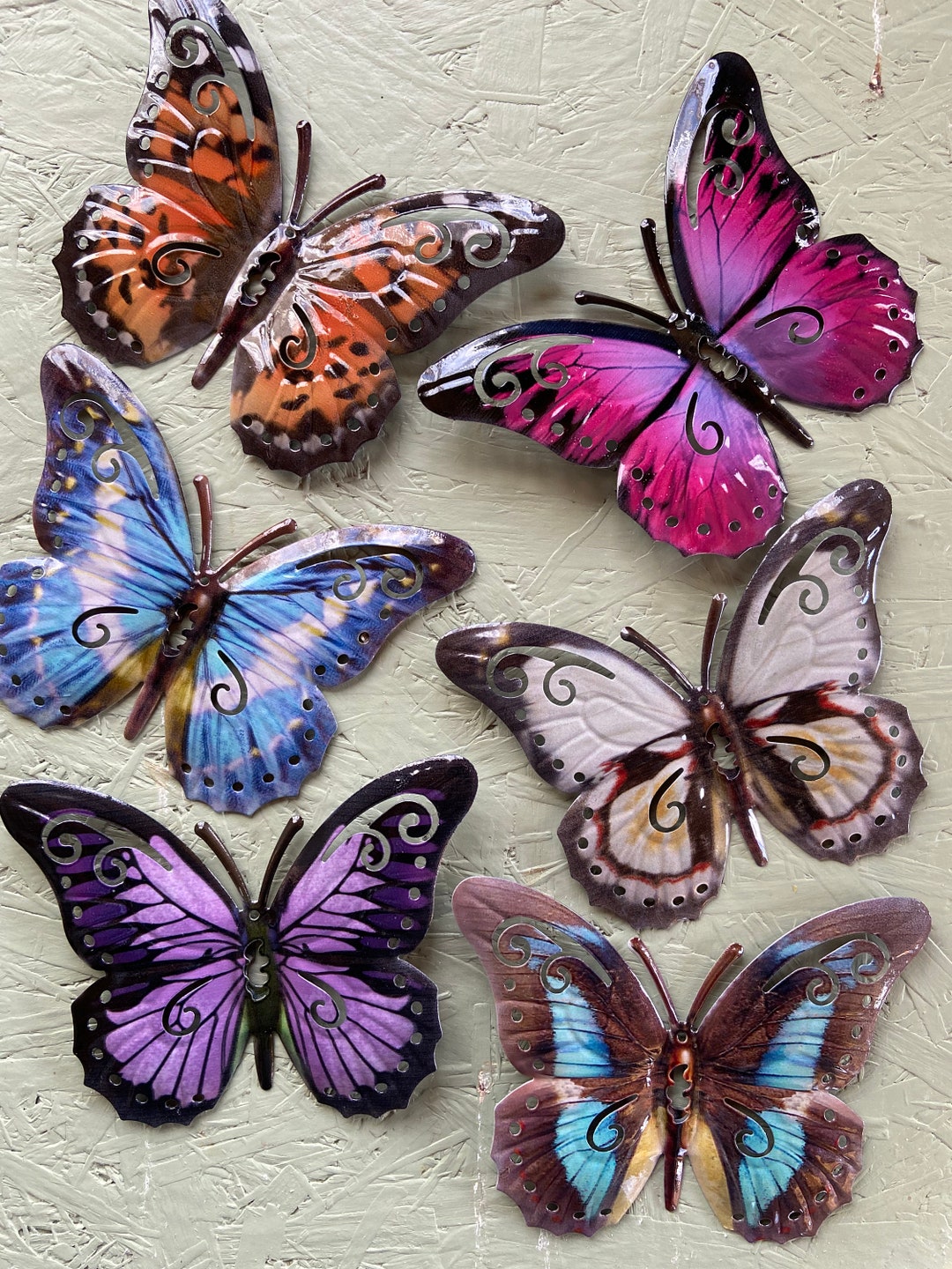 Butterfly Garden Wall Ornaments Set of Six Butterflies Garden Ornaments ...