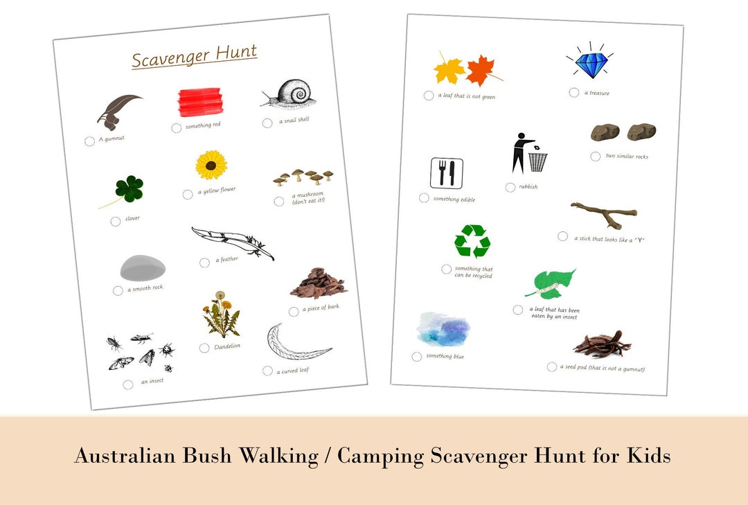 Scavenger Hunt for Australian Bush Walks or Camping or - Etsy