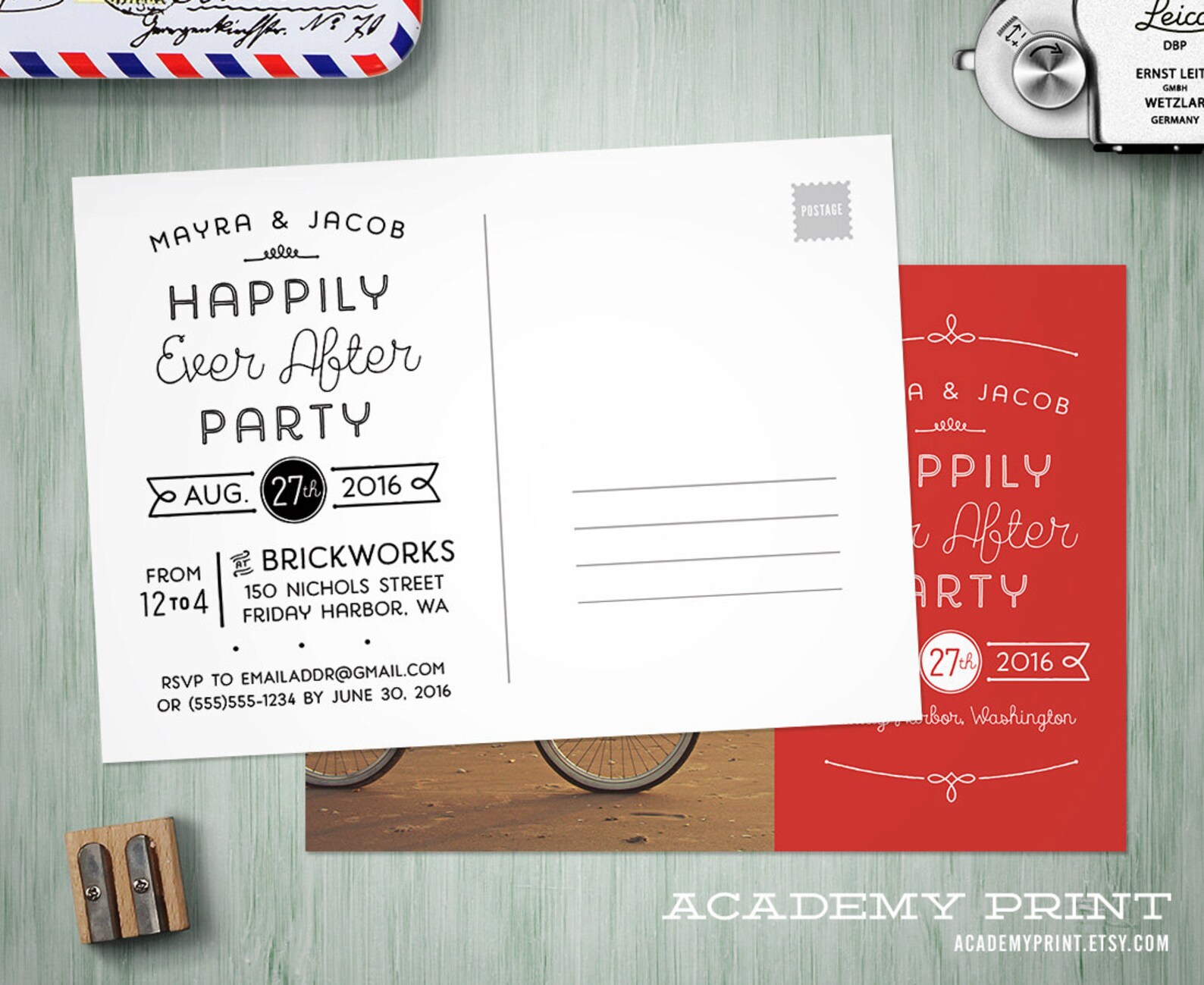 Printable Post Wedding Photo Postcard Invitation Happily Ever - Etsy