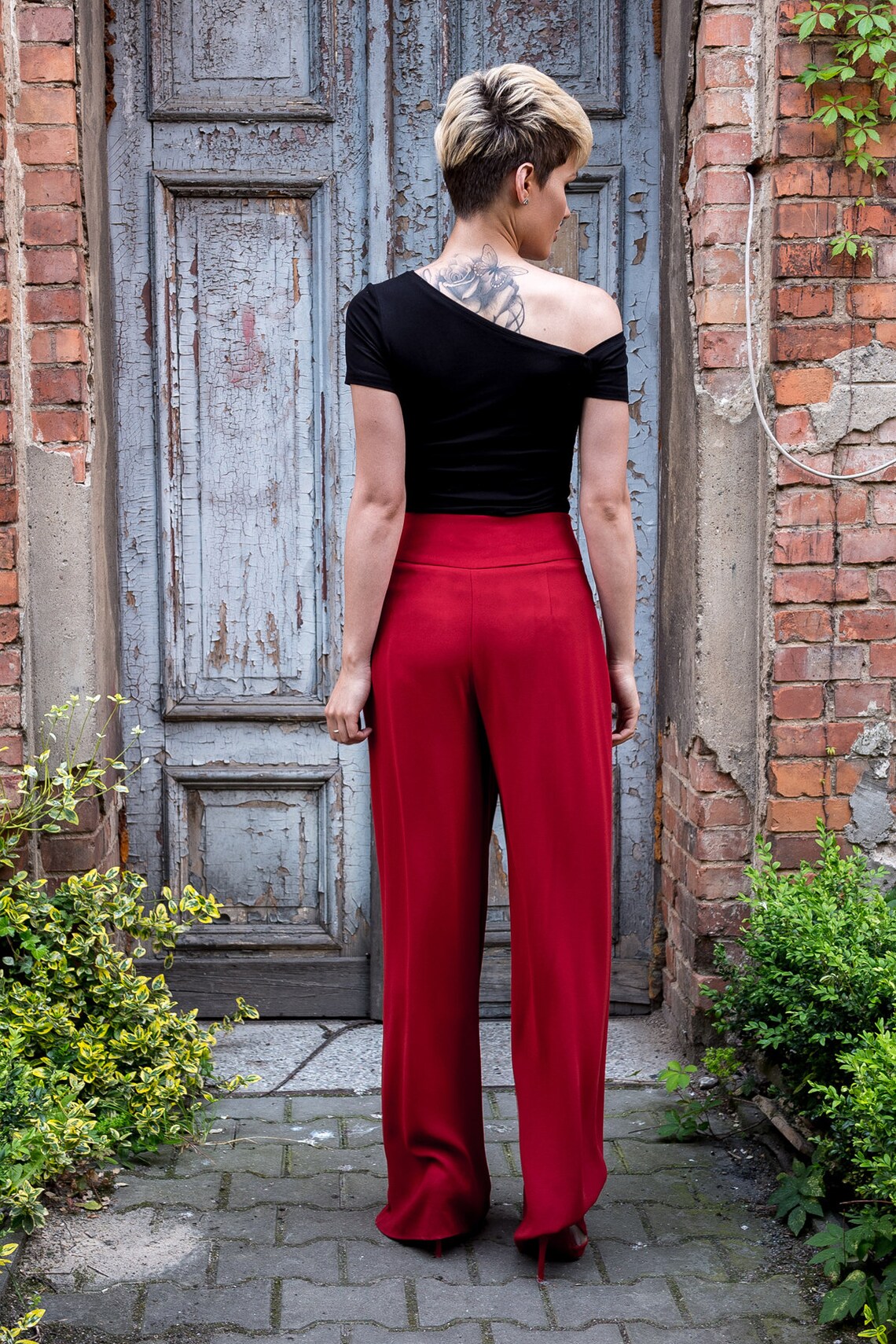 High Waisted Red Pants Red Trousers High Waisted Wide Leg - Etsy