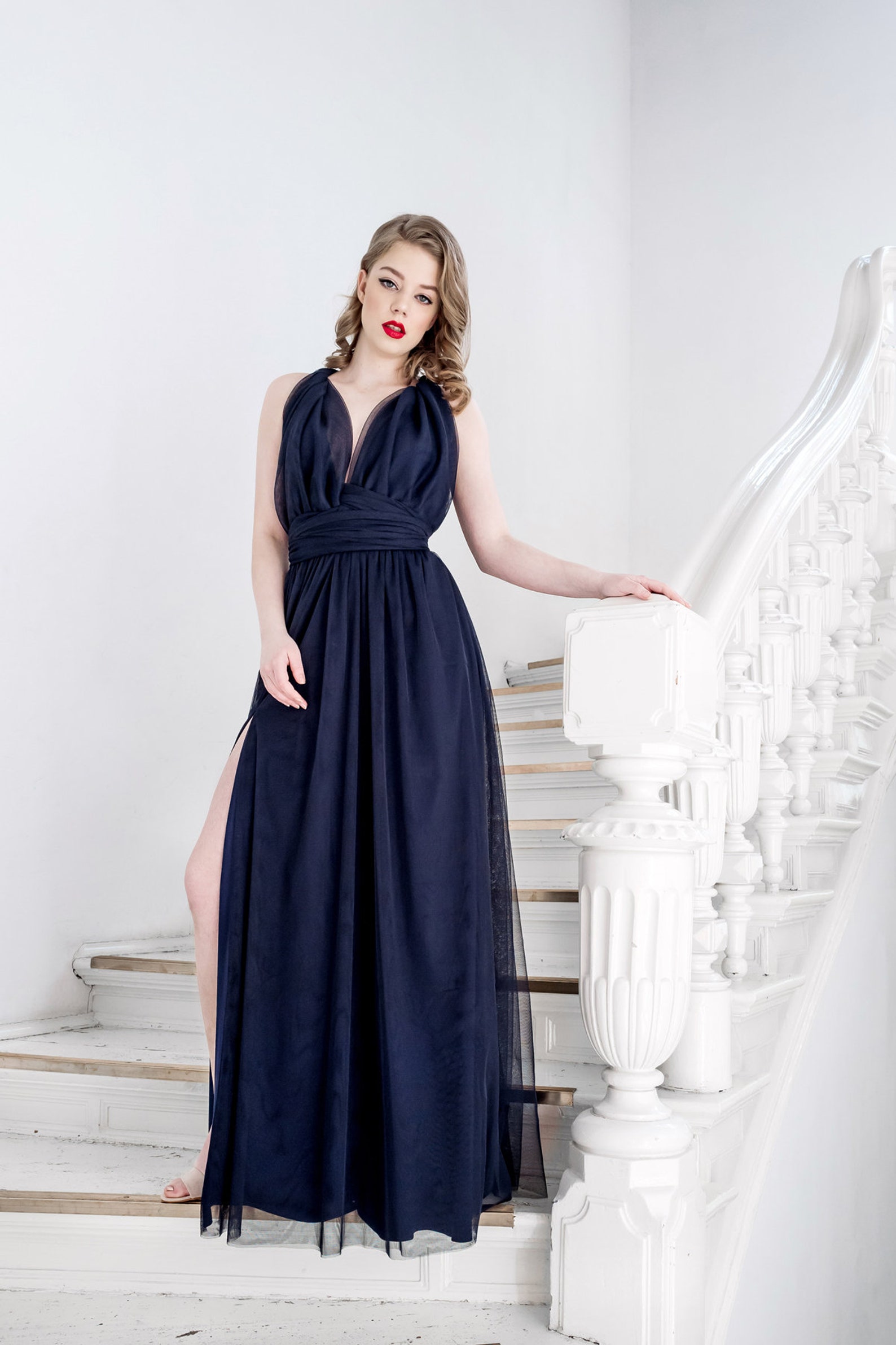 Luxury Tulle Infinity Dress With a Slit Maxi Length. Multiway - Etsy