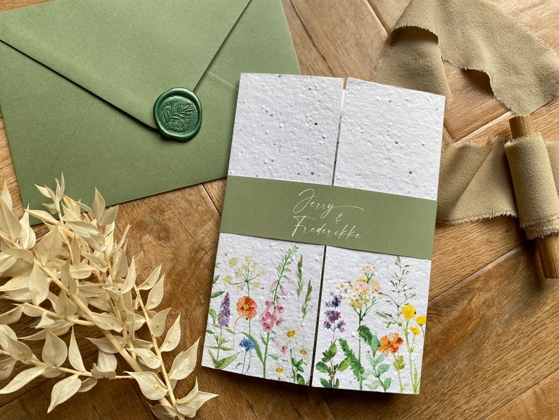 Tri Fold Plantable Wedding Invitations - May Meadows - Recycled & FSC ...