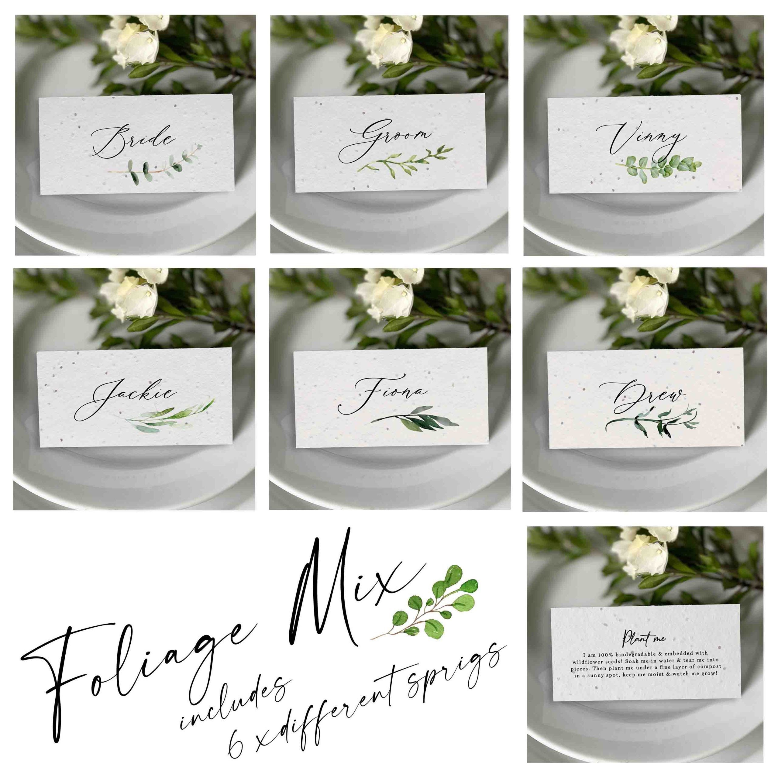 Plantable Folded Name Card Wedding Favor Place Card Sustainable Guest ...