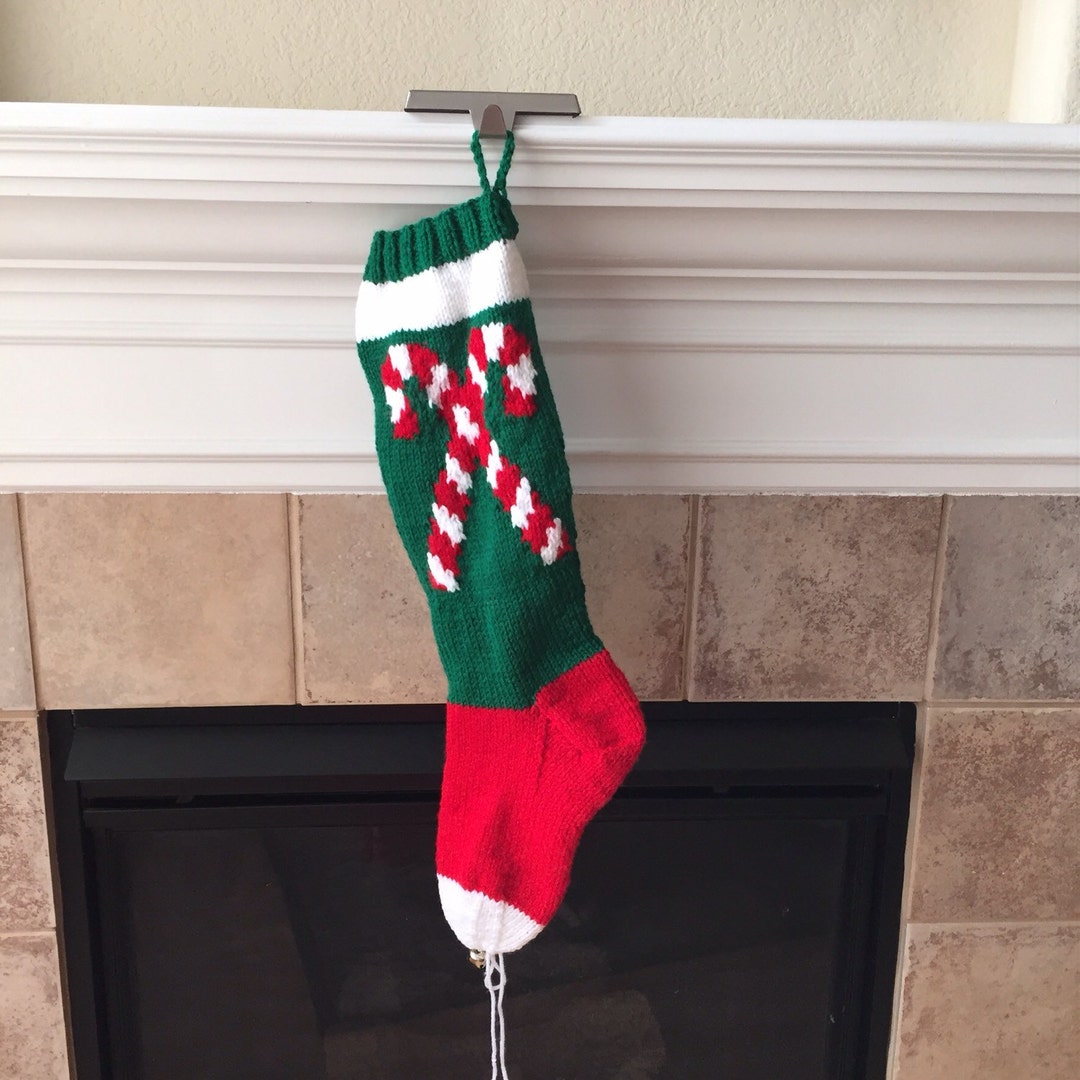 Personalized Hand-knitted CANDY CANE Christmas Stocking - Etsy