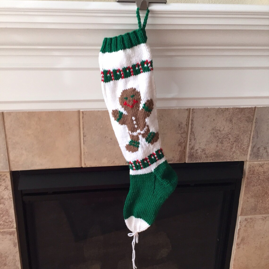 Personalized Hand-knitted GINGERBREAD BOY Christmas Stocking - Etsy