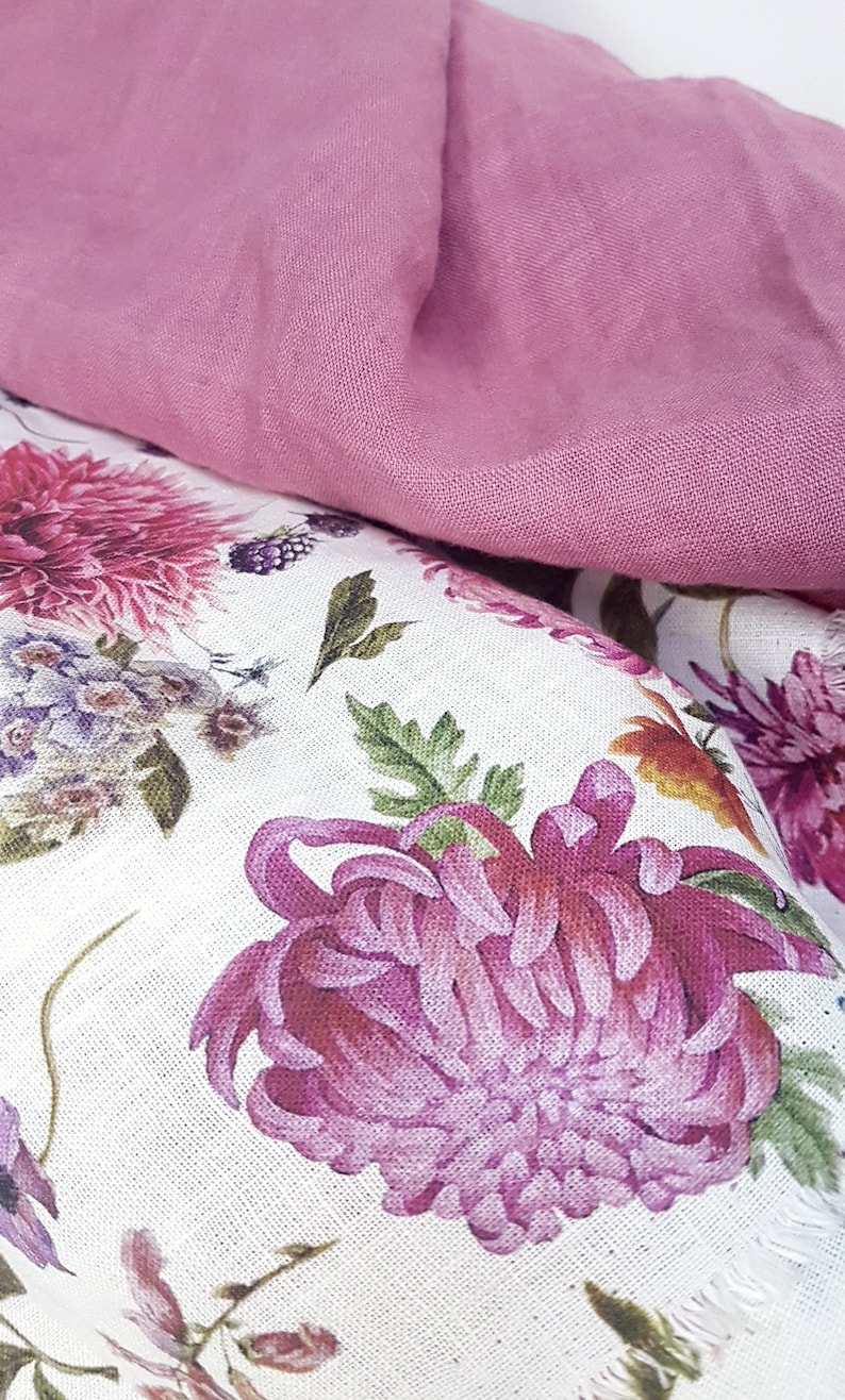 Floral Linen Fabric. Linen Fabric by the Yard / Apparel Linen Fabric ...