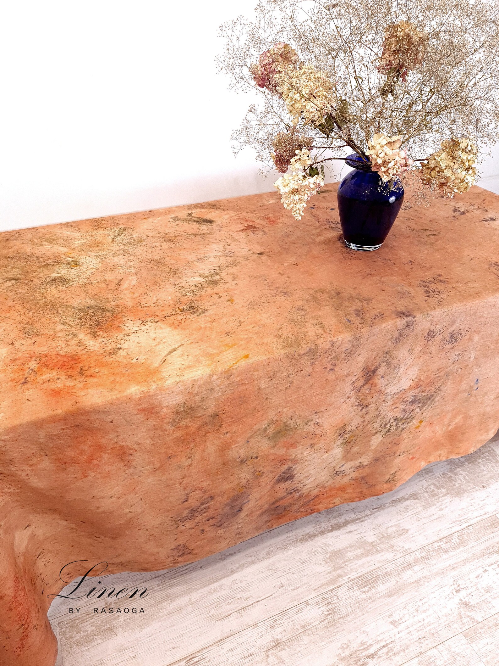 Artisan Orange Linen Tablecloth Diy Dye Linen Tablecloth Boho Linen ...