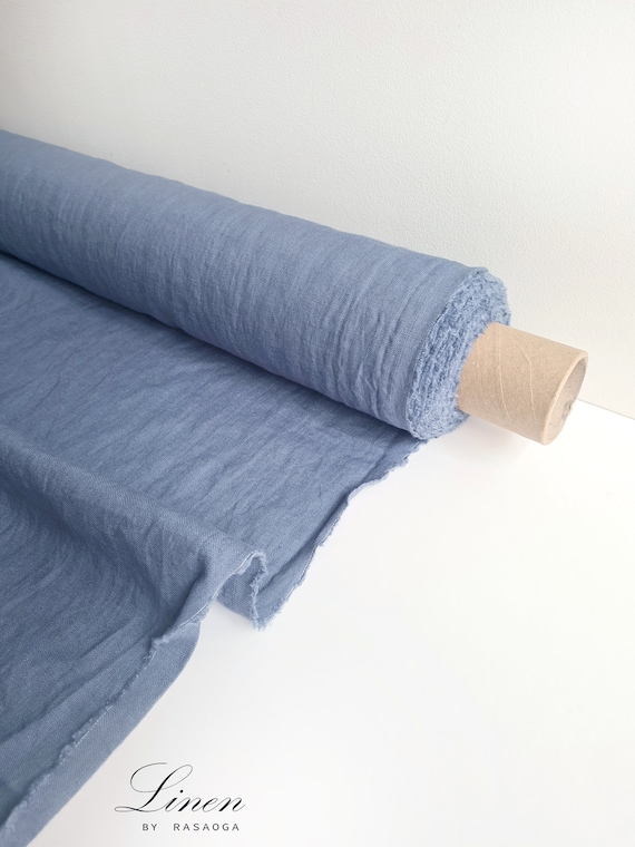 Linen Fabric by the Yard. Blue Linen Fabric. Washed Linen - Etsy