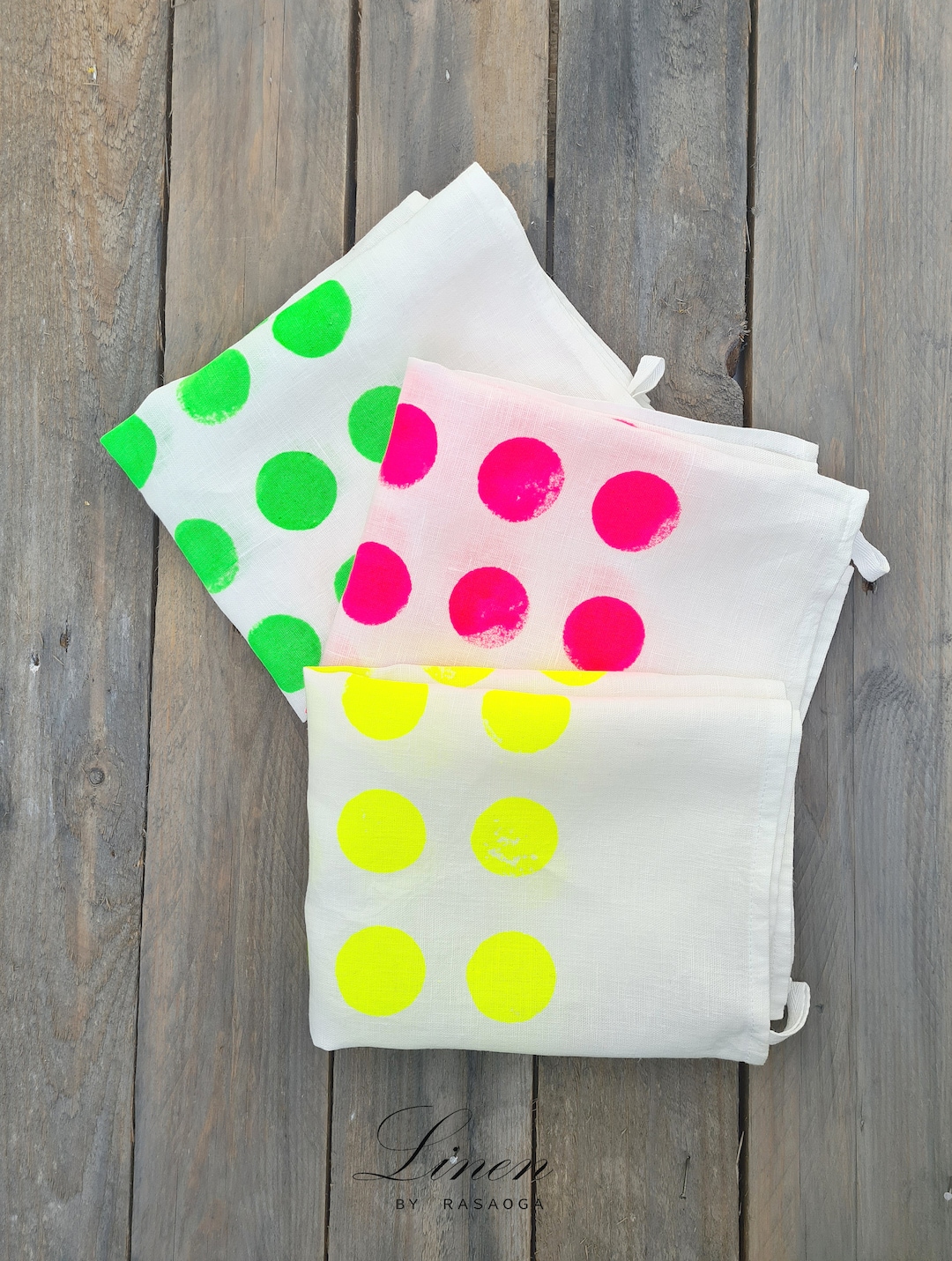 Dish Towel Neon Yellow , Linen White Tea Towels , Pink Dotted Towel ...