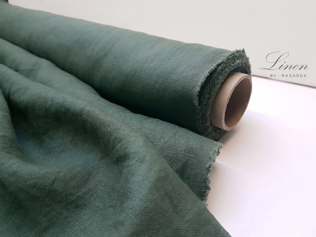 Soft Green Linen Fabric, Dress and Home Textile Linen by the Yard, Flax ...