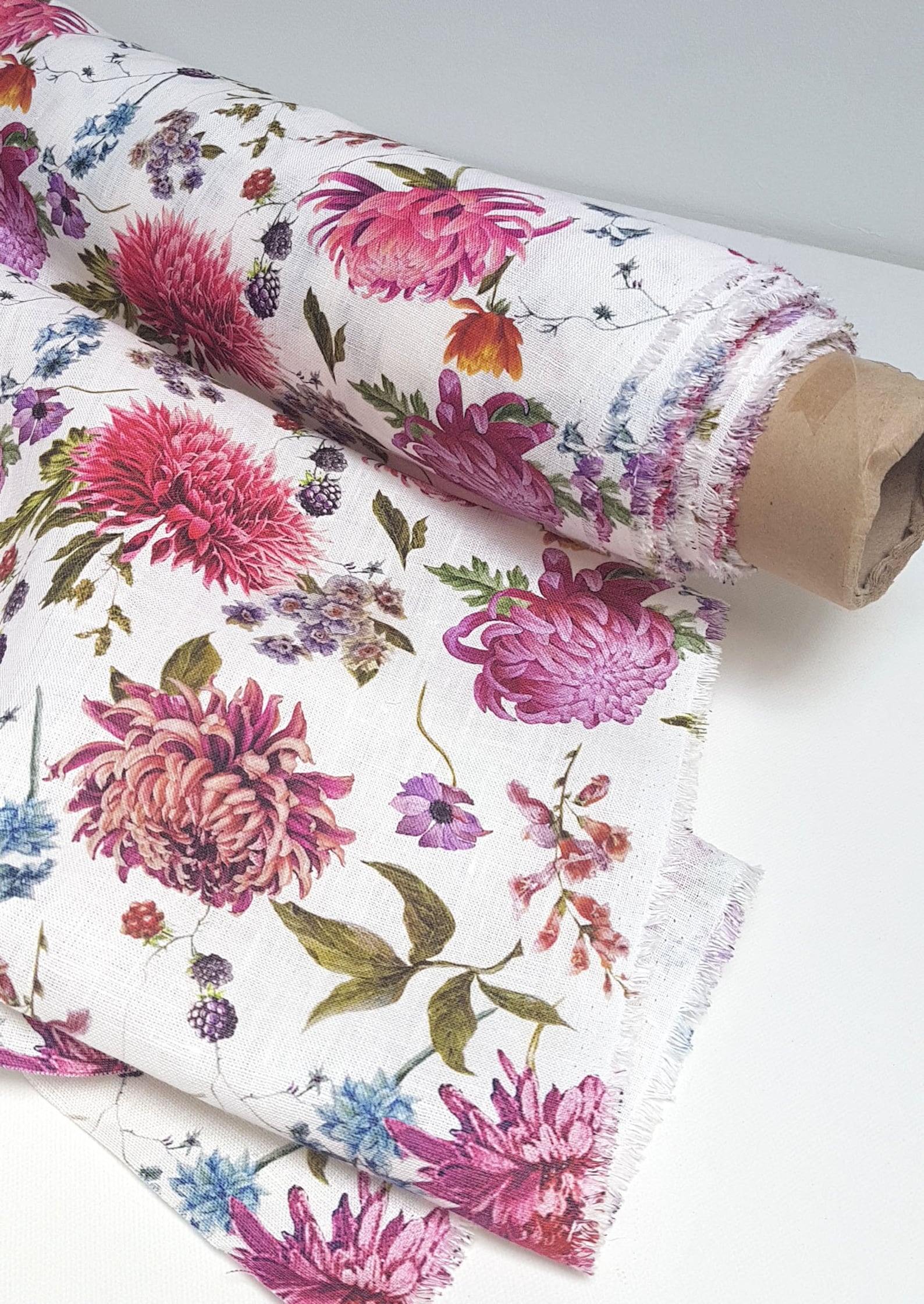 Floral Linen Fabric. Linen Fabric by the Yard / Apparel Linen Fabric ...