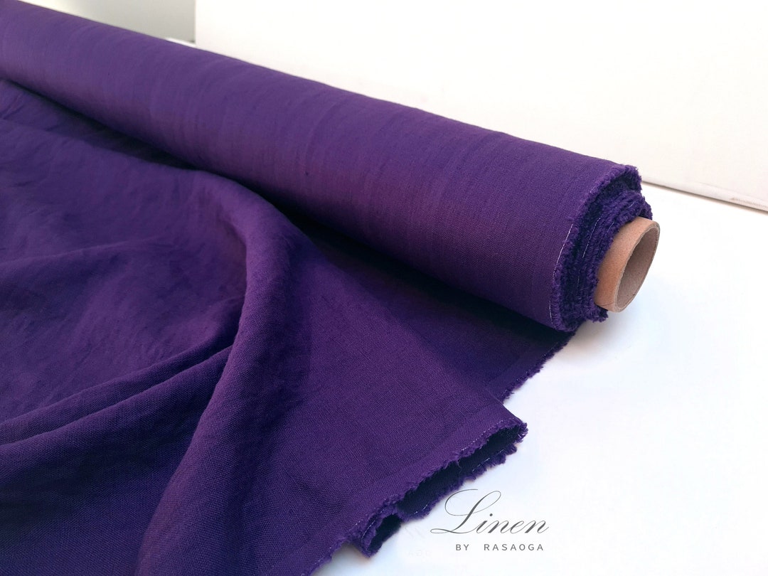Tecido de linho roxo - Material macio e natural para vestuário e ...