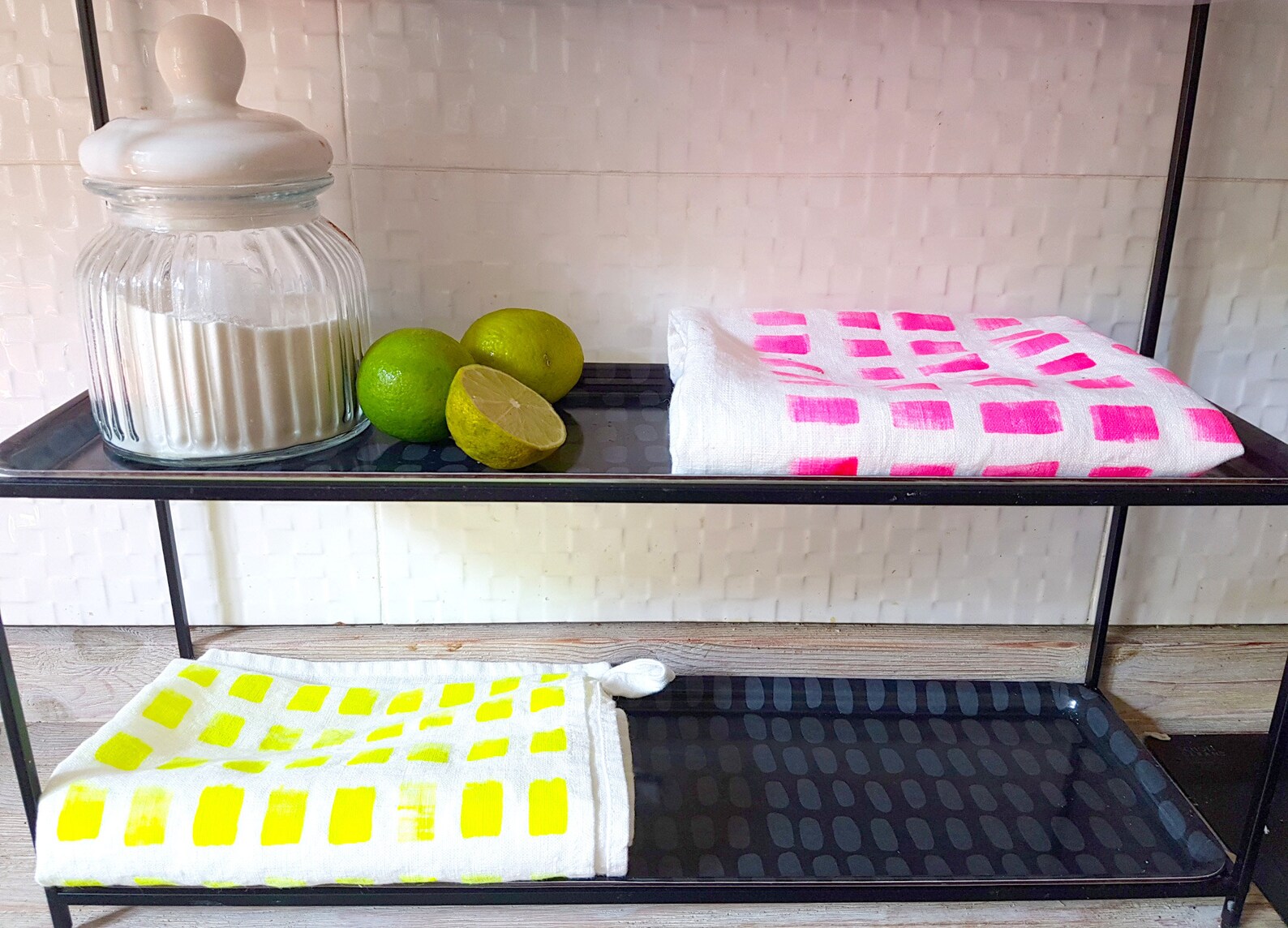 Linen Tea Towels. White Dish Towel . Green, Neon Yellow , Neon Pink ...